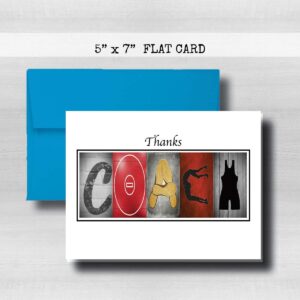 Personalized Wrestling Red and Gold Coach Thank You Card, 5"x 7" FLAT CARD, Greeting Cards