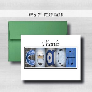 Personalized Hockey Blue Coach Thank You Card, 5"x 7" Flat Card, Greeting Cards