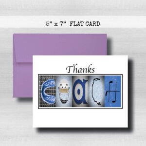 Personalized Hockey Blue Coach Thank You Card, 5"x 7" Flat Card, Greeting Cards