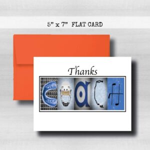 Personalized Hockey Blue Coach Thank You Card, 5"x 7" Flat Card, Greeting Cards