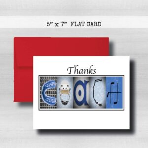 Personalized Hockey Blue Coach Thank You Card, 5"x 7" Flat Card, Greeting Cards