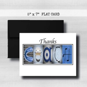 Personalized Hockey Blue Coach Thank You Card, 5"x 7" Flat Card, Greeting Cards