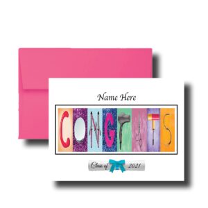 customized cosmetology school congrats class of 2023, 2024, hair dresser stylist, graduation cards,5"x7" flat or folded card choice envelope color,custom grad, letter art, scroll, school, college