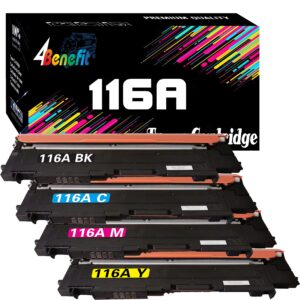 (set of 4) 4benefit compatible replacement for hp 116a toner cartridge w2060a w2061a w2062a w2063a work in color laser jet 150a 150nw mfp178nw 179fnw printer