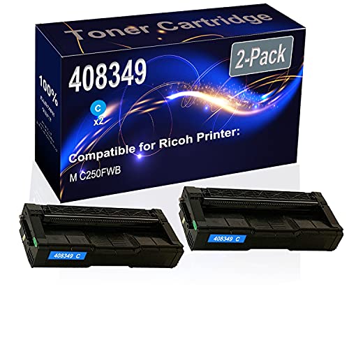 Kolasels 2-Pack (Cyan) Compatible High Yield M C250 (408349) Printer Toner Cartridge use for Ricoh M C250FWB Printers