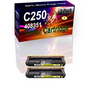 siniya 2-pack (yellow) compatible high yield c250 408351 printer toner cartridge use for ricoh m c250fwb m c250 printers