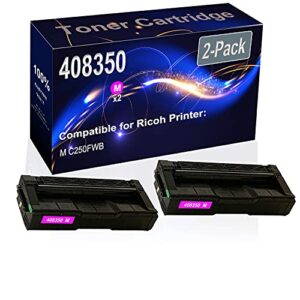 kolasels 2-pack (magenta) compatible high yield m c250 (408350) printer toner cartridge use for ricoh m c250fwb printers