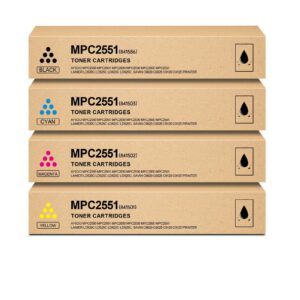 hadeesu mpc2551 black/cyan/magenta/yellow 841586 841503 841502 841501 toner cartridges compatible with ricoh mp c2050 c2051 c2550 c2551 printer, 4 pack