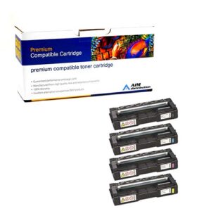 aim compatible replacement for ricoh sp-c250/261 toner cartridge combo pack (bk/c/m/y) (type c250a) (40753bcmy)