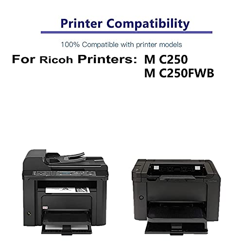 Jullu 4-Pack (BK+C+Y+M) Compatible High Yield 408348+ 408349+ 408351+ 408350 Laser Printer Toner Cartridge Used for Ricoh M C250FWB, M C250 Printer