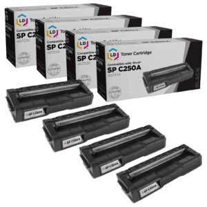 ld compatible toner cartridge replacement for ricoh sp c250 407539 (black, 4-pack)