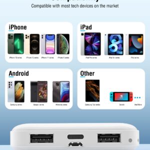 LOVELEDI Portable-Charger-Power-Bank - 15000mAh Dual USB Power Bank Output 5V3.1A Fast Charging Portable Charger Compatible with Smartphones and All USB Devices(White)