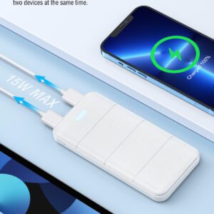 LOVELEDI Portable-Charger-Power-Bank - 15000mAh Dual USB Power Bank Output 5V3.1A Fast Charging Portable Charger Compatible with Smartphones and All USB Devices(White)