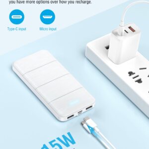 LOVELEDI Portable-Charger-Power-Bank - 15000mAh Dual USB Power Bank Output 5V3.1A Fast Charging Portable Charger Compatible with Smartphones and All USB Devices(White)