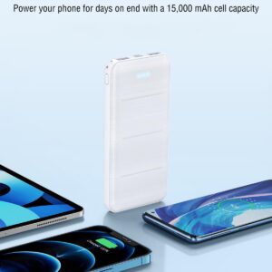 LOVELEDI Portable-Charger-Power-Bank - 15000mAh Dual USB Power Bank Output 5V3.1A Fast Charging Portable Charger Compatible with Smartphones and All USB Devices(White)