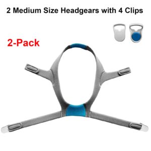 2-Pack Replacement Headgear Strap for N20 Nasal Pillow CPAP Mask, LALASTAR CPAP Headgear Compatible with N20, Adjustable Headband with Clips, Medium Size