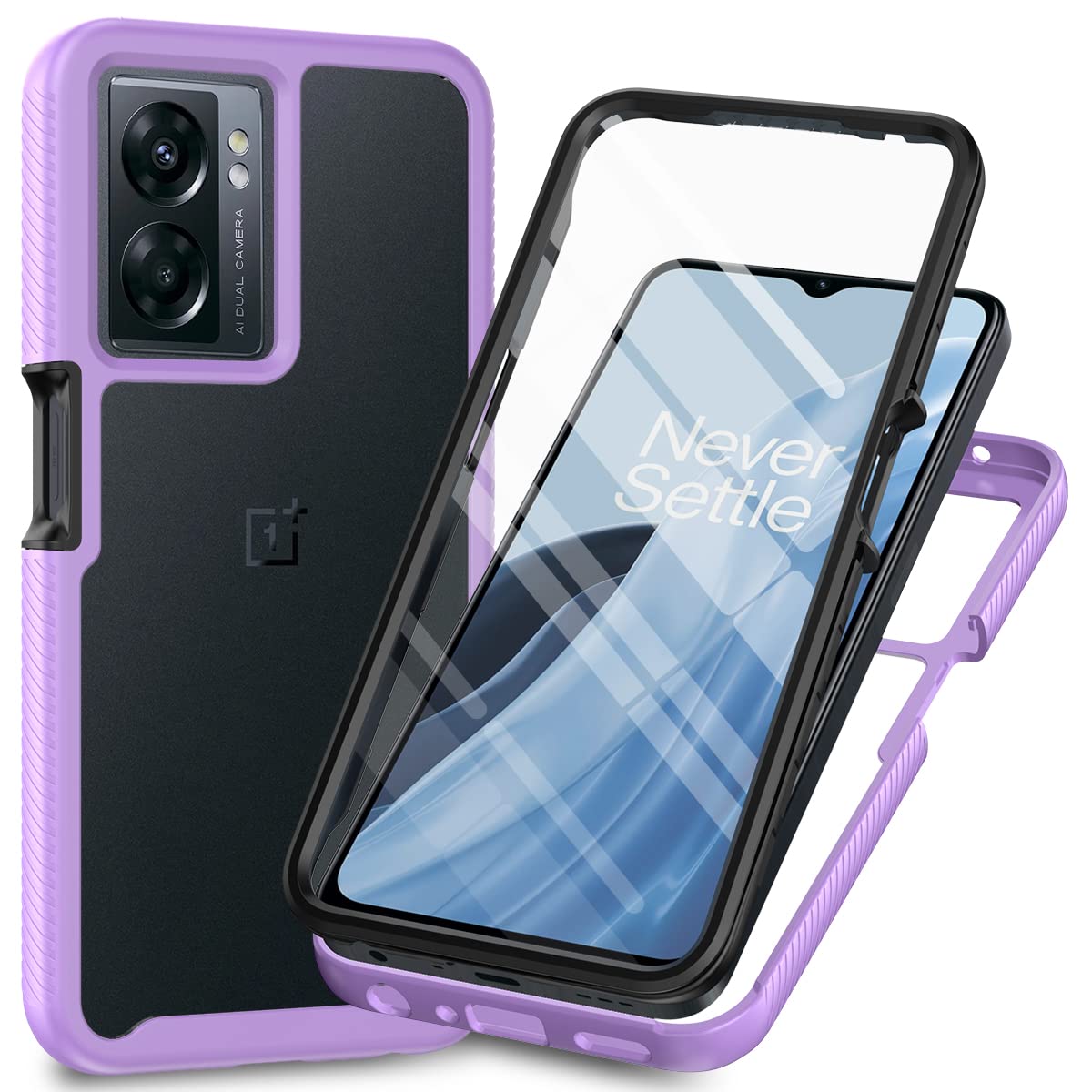 Elubugod Case for OnePlus Nord N20 SE/Nord N300 Case,Anti-Fall and Shock-Absorbing Protective with Screen Protector Case for Oppo A57 4G CPH2387 / A57S A57e 4G / A77 A77s 4G CPH2473 Case Purple