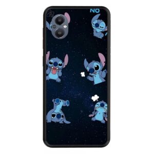 laruze for oneplus nord n20 5g, cartoon ohana blue animal stih #08 protective smooth silicone shockproof soft tpu black phone case back cover