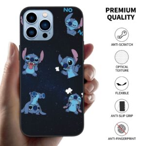 LARUZE for OnePlus Nord N20 5G, Cartoon Ohana Blue Animal Stih #08 Protective Smooth Silicone Shockproof Soft TPU Black Phone Case Back Cover