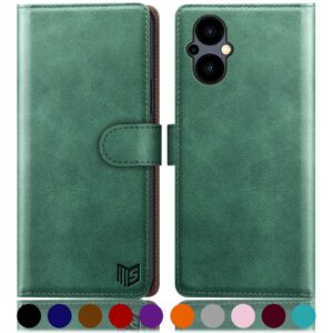 suanpot for oneplus nord n20 5g wallet case 【rfid blocking】 credit card holder, flip folio book pu leather phone case shockproof cover women men for oneplus nord n20 5g case sea green