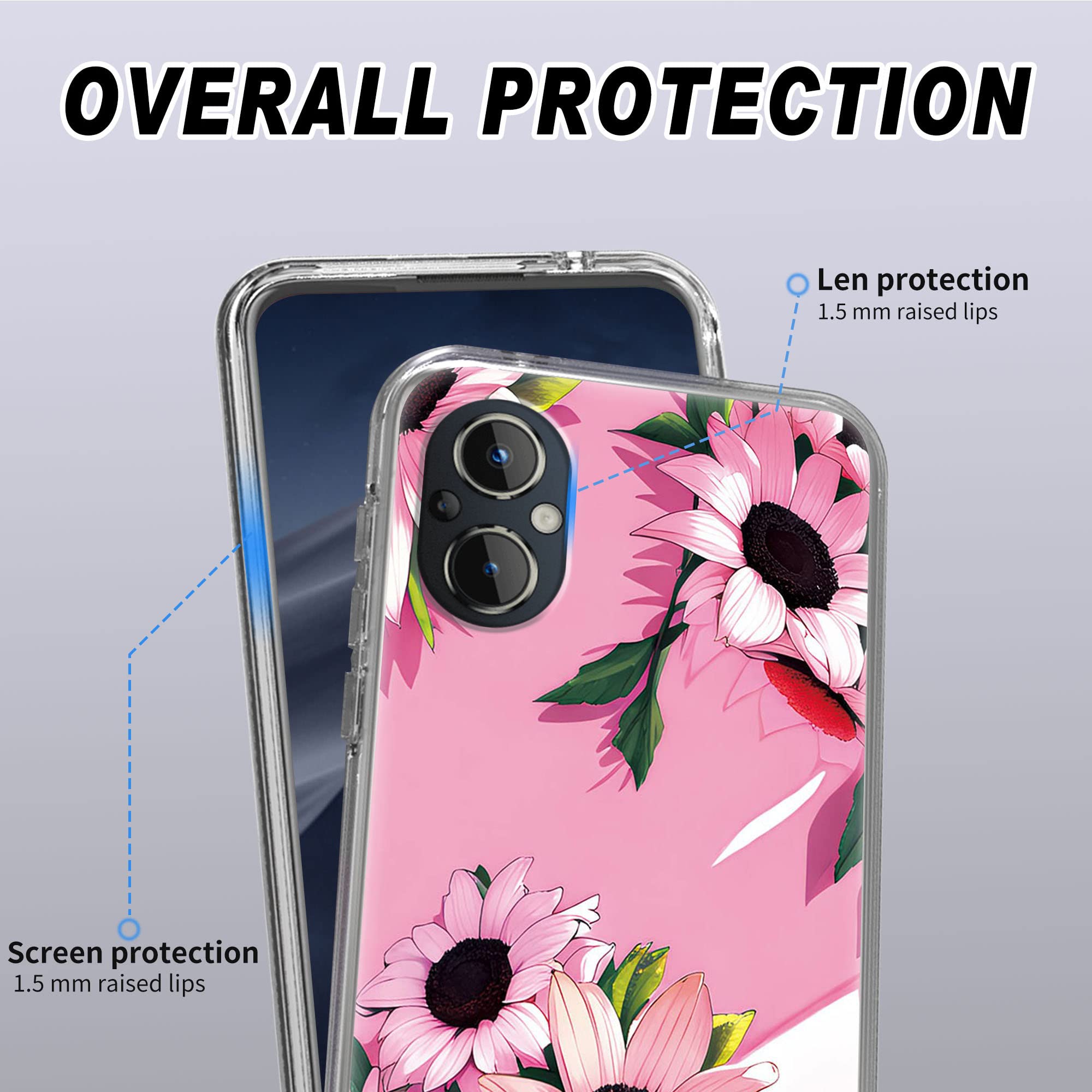 RYUITHDJP for Oneplus Nord N20 5g Phone Case 6.43" Flowers Pastel Design Phone Case for Nord N20 5g Case TPU Stylish Clear Durable Cover