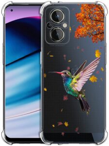 glisten - oneplus nord n20 case, oneplus n20 5g case - humming bird teal design printed slim fit clear transparent soft tpu shockproof designer back case/cover for oneplus nord n20.