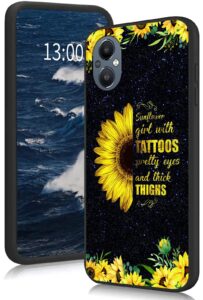 breidmkfm case for oneplus nord n20 5g, for oneplus nord n20 5g phone case, slim lightweight shockproof soft protective tpu case cover fit for 1+ nord n20 5g, sunflower girl with tattoos