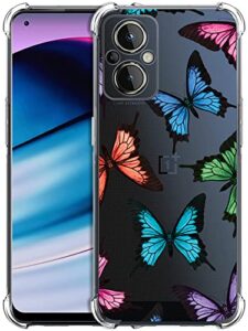 glisten - oneplus nord n20 case, oneplus n20 5g case - butterfly pattern design printed slim fit clear transparent soft tpu shockproof designer back case/cover for oneplus nord n20.