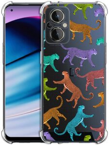 glisten - oneplus nord n20 case, oneplus n20 5g case - leopard multicolor pattern design printed slim fit clear transparent soft tpu shockproof designer back case/cover for oneplus nord n20.