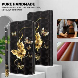 ALILANG Phone Case for Oppo A96 5G (Oppo Reno 7Z) /OnePlus Nord N20 5G Case, Magnetic Stand Flip PU Leather Cover with Card Holder Protective Shockproof for Oppo A96 5G Wallet Case-Golden Butterfly