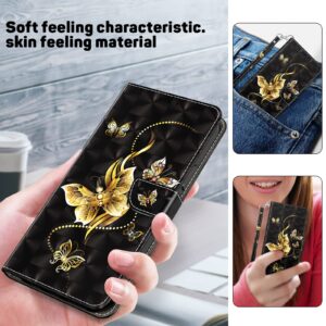 ALILANG Phone Case for Oppo A96 5G (Oppo Reno 7Z) /OnePlus Nord N20 5G Case, Magnetic Stand Flip PU Leather Cover with Card Holder Protective Shockproof for Oppo A96 5G Wallet Case-Golden Butterfly