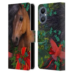 head case designs officially licensed laurie prindle a morgan christmas western stallion leather book wallet case cover compatible with oneplus nord n20 5g