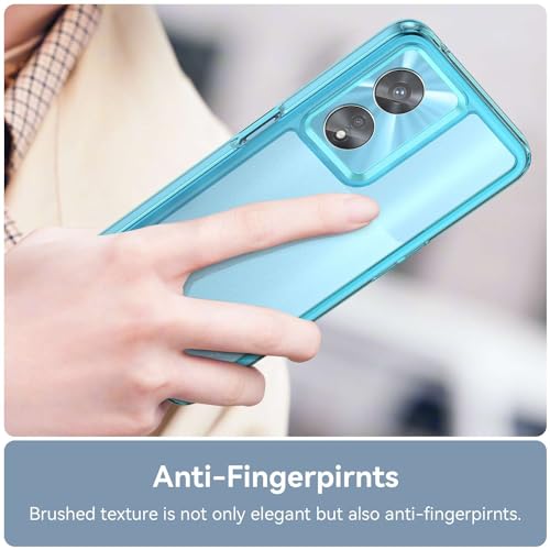 Case for Oneplus Nord N20 SE,Flexible Press Button,Transparent case,Anti-Fingerprint.360°Full Protection-Blue(Transparent)