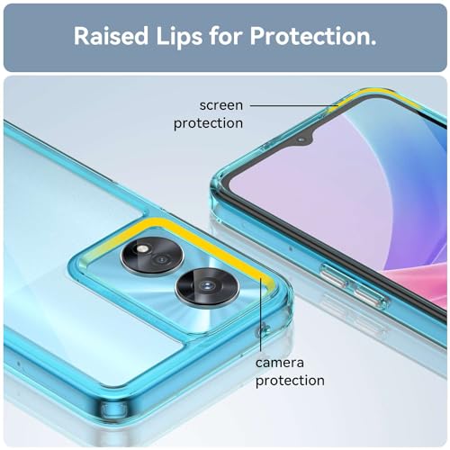 Case for Oneplus Nord N20 SE,Flexible Press Button,Transparent case,Anti-Fingerprint.360°Full Protection-Blue(Transparent)