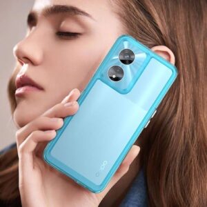 Case for Oneplus Nord N20 SE,Flexible Press Button,Transparent case,Anti-Fingerprint.360°Full Protection-Blue(Transparent)