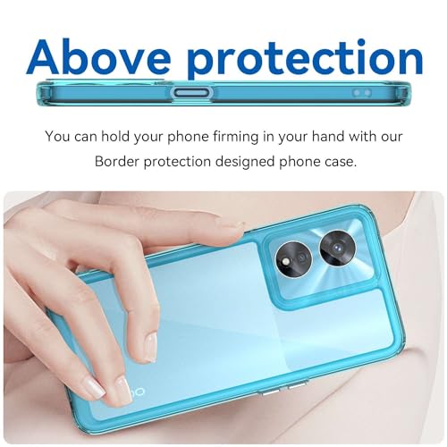 Case for Oneplus Nord N20 SE,Flexible Press Button,Transparent case,Anti-Fingerprint.360°Full Protection-Blue(Transparent)