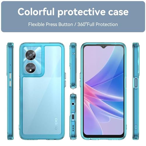 Case for Oneplus Nord N20 SE,Flexible Press Button,Transparent case,Anti-Fingerprint.360°Full Protection-Blue(Transparent)