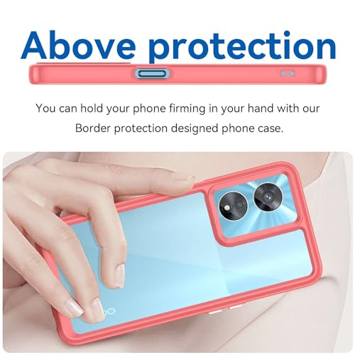 Case for Oneplus Nord N20 SE,Flexible Press Button,Transparent case,Anti-Fingerprint.360°Full Protection-Red