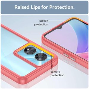 Case for Oneplus Nord N20 SE,Flexible Press Button,Transparent case,Anti-Fingerprint.360°Full Protection-Red