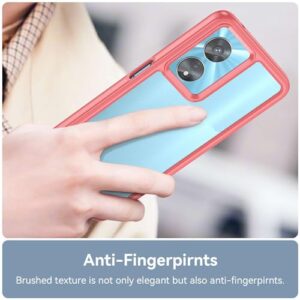 Case for Oneplus Nord N20 SE,Flexible Press Button,Transparent case,Anti-Fingerprint.360°Full Protection-Red