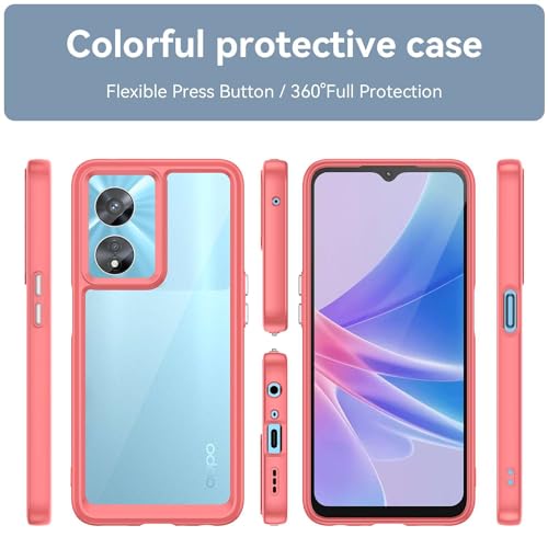 Case for Oneplus Nord N20 SE,Flexible Press Button,Transparent case,Anti-Fingerprint.360°Full Protection-Red