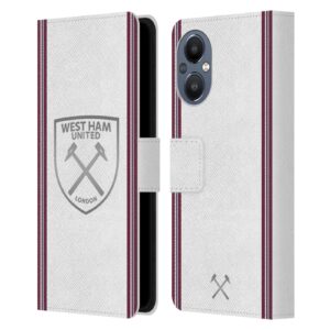 head case designs officially licensed west ham united fc away 2023/24 crest kit leather book wallet case cover compatible with oneplus nord n20 5g