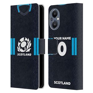 head case designs officially licensed custom customized personalized scotland rugby home 2022/23 kit leather book wallet case cover compatible with oneplus nord n20 5g