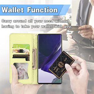 ONV Wallet Case for OnePlus N20-1.5M Adjustable Strap Emboss Feather Flip Phone Case Card Slot Magnet Leather Shell Flip Stand Cover for OnePlus N20 [MZY] -Yellow