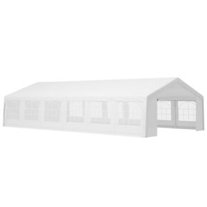 outsunny 20' x 40' heavy duty party tent & carport with removable sidewalls and double doors, large canopy tent, sun shade shelter, for parties, wedding, outdoor events, bbq, white