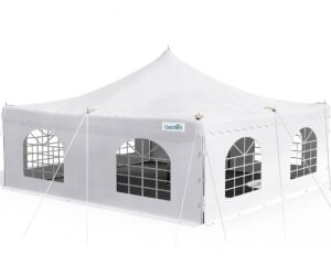 quictent 20'x20' pvc fire retardant pole tent, heavy duty party tent canopy shelter, 33-80 person capacity, for parties, weddings, and events, commercial and residential use