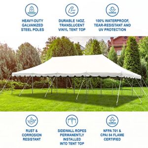 Party Tents Direct 20'x40' Canopy Tent, Weekender Canopy Pole Tent, Easy Up with Heavy Duty PVC White Top, 160 Person Capacity, Outdoor Canopies, Tents for Parties, Weddings & Events