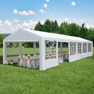 raysfung 20' x 40' heavy duty party tent, outdoor large wedding tent with removable sidewalls event canopy shelter for birthday party, outdoor event