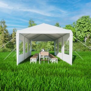 GLANZEND 10'x30' Outdoor Party Tent, Outdoor Canopy Tent Wedding Birthday Tents with 8 Removable Sidewalls, Gazebo w/Transparent Windows Outside Gazebo Event Tent for Garden Patio and Backyard