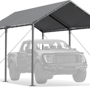 Carport Canopy 10x20 Heavy Duty, Metal Carport Waterproof Carport Garage Tent Outdoor for Car Tuck Boat SUV Party (Grey)